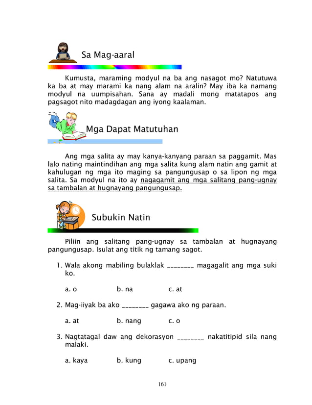 Filipino 6 dlp 15 kilalanin ang mga pag-ugnay sa tambalan at hugnayan | PDF