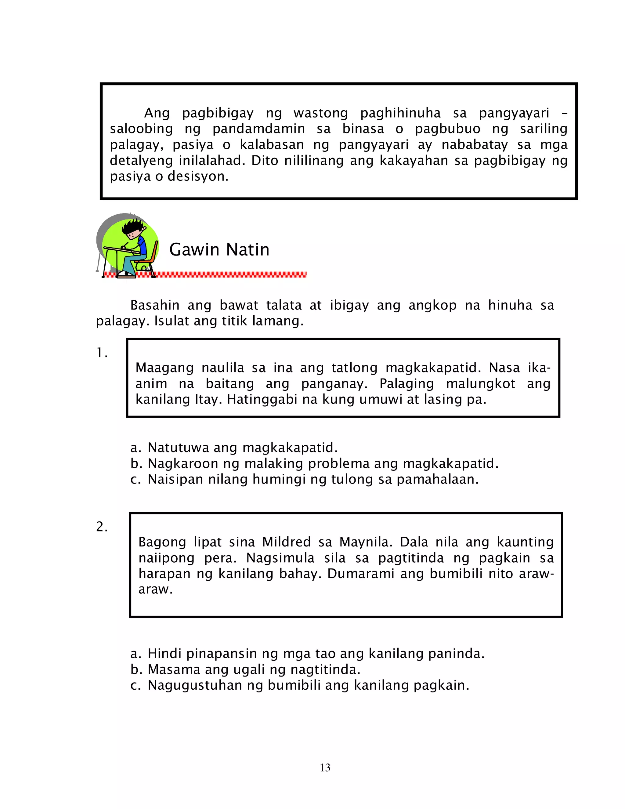 Filipino 6 dlp 19 paghinuha sa saloobing pandamdamin | PDF