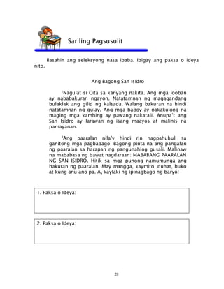 Filipino 6 dlp 2 ano nga ba ang paksa o ideya | PDF