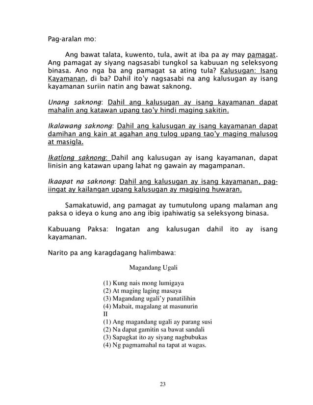 Filipino 6 dlp 2 ano nga ba ang paksa o ideya | PDF
