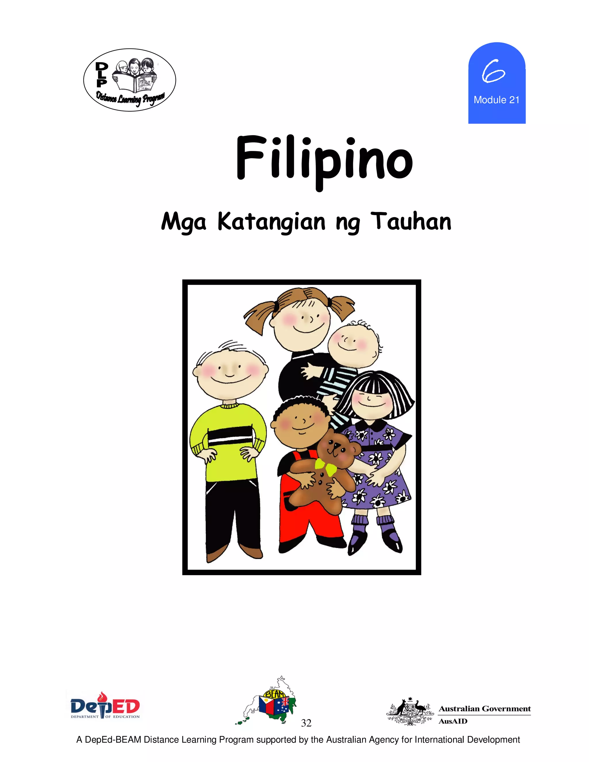 Filipino 6 dlp 21 mga katangian ng tauhan | PDF
