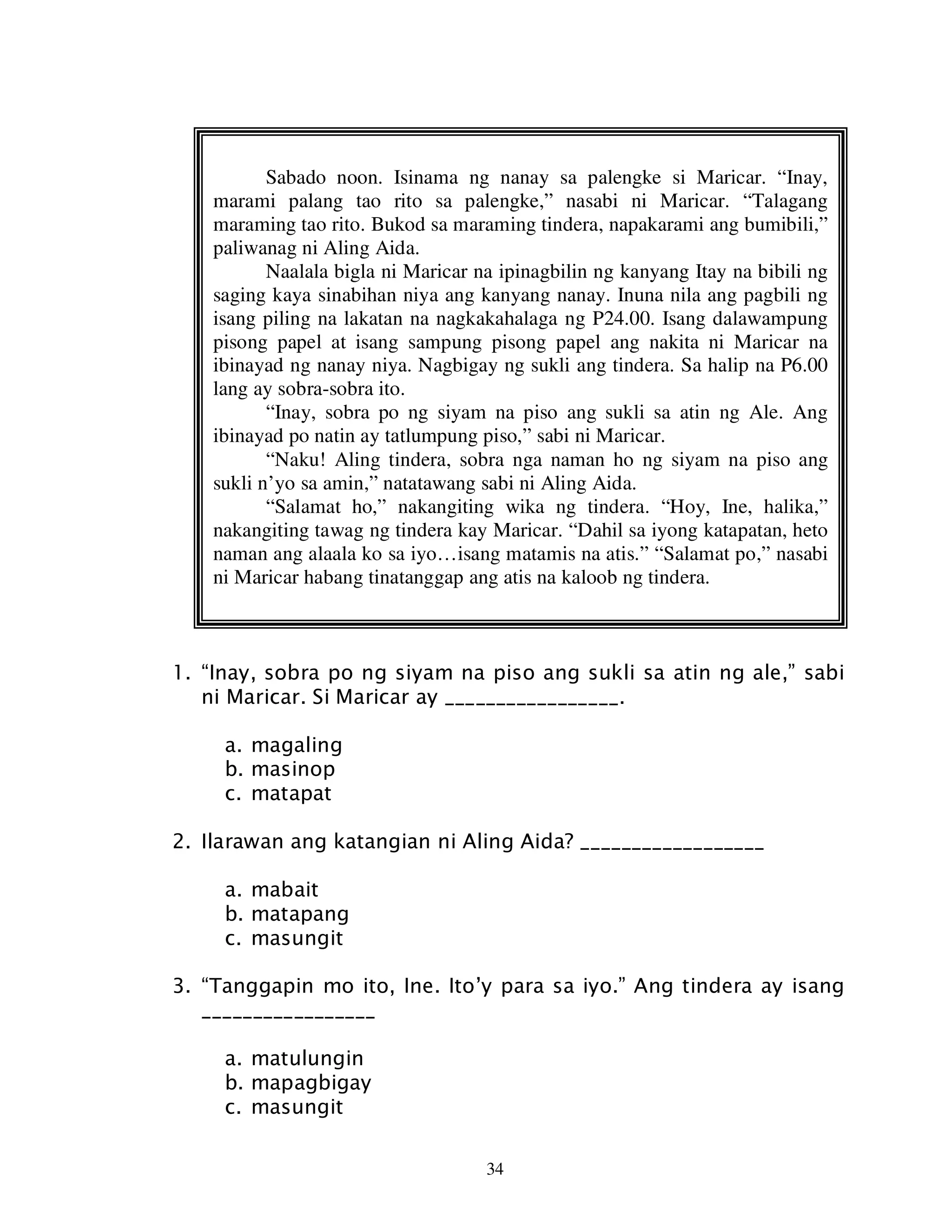 Filipino 6 dlp 21 mga katangian ng tauhan | PDF