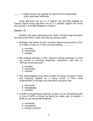 Filipino 6 dlp 21 mga katangian ng tauhan | PDF