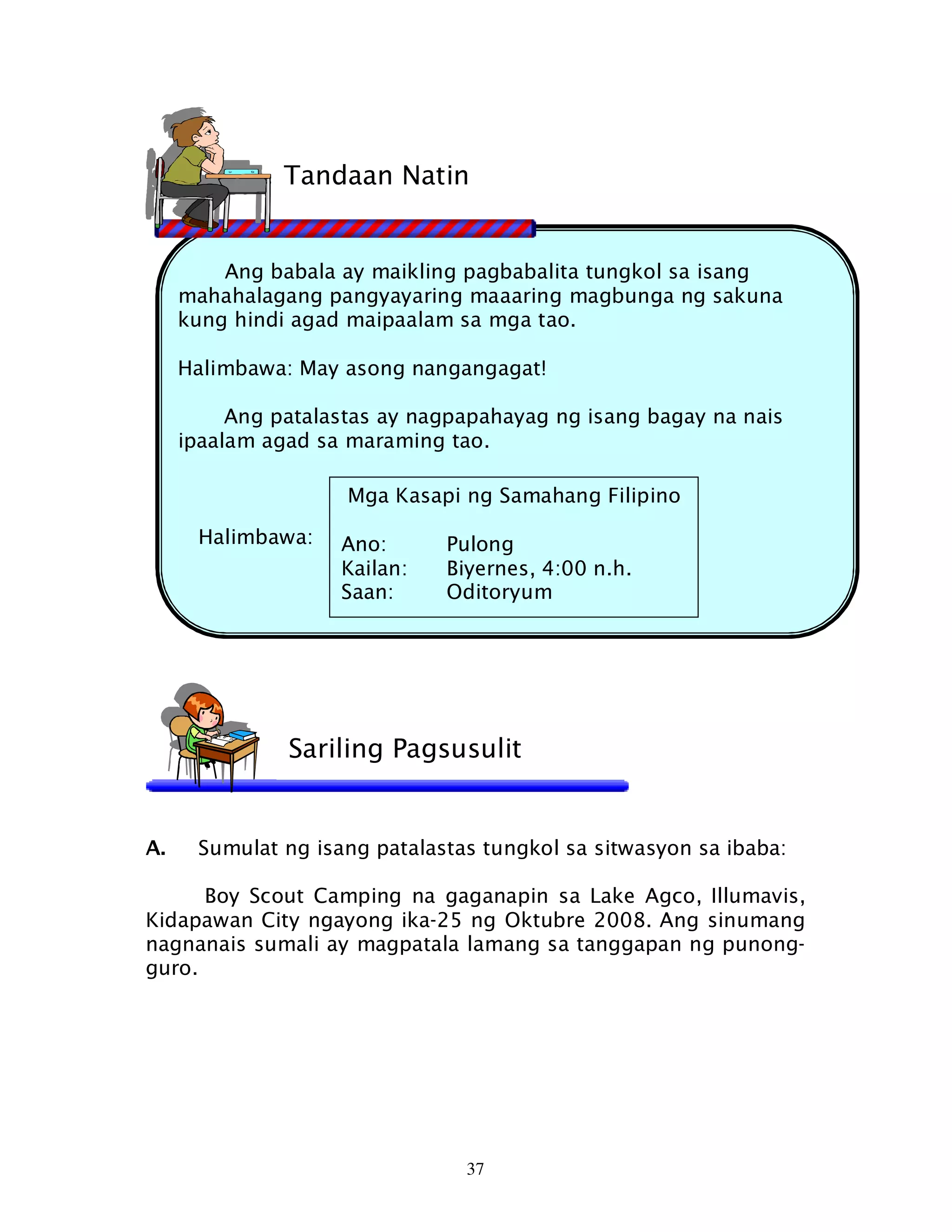 Filipino 6 dlp 3 halina't gumawa ng babala | PDF