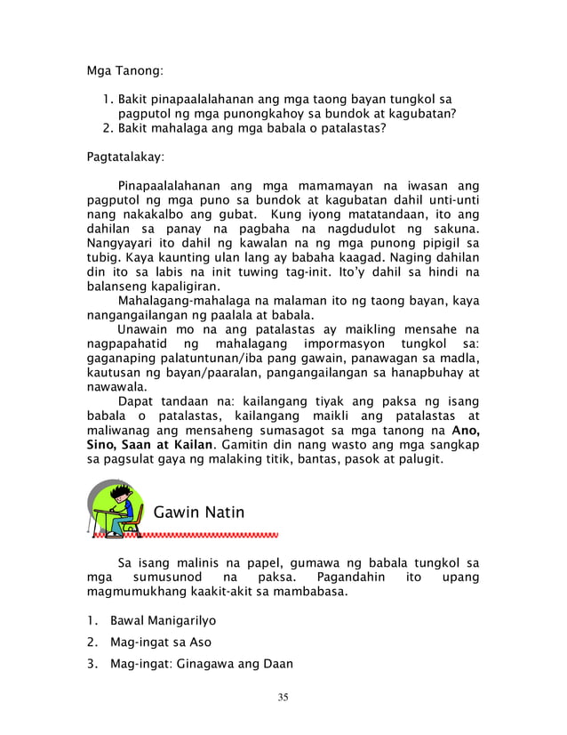 Filipino 6 dlp 3 halina't gumawa ng babala | PDF