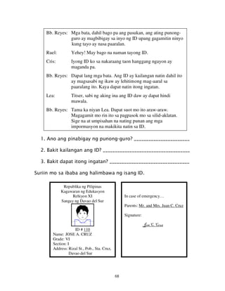 Filipino 6 dlp 6 Id at kard ng pang-aklatan sagutin | PDF