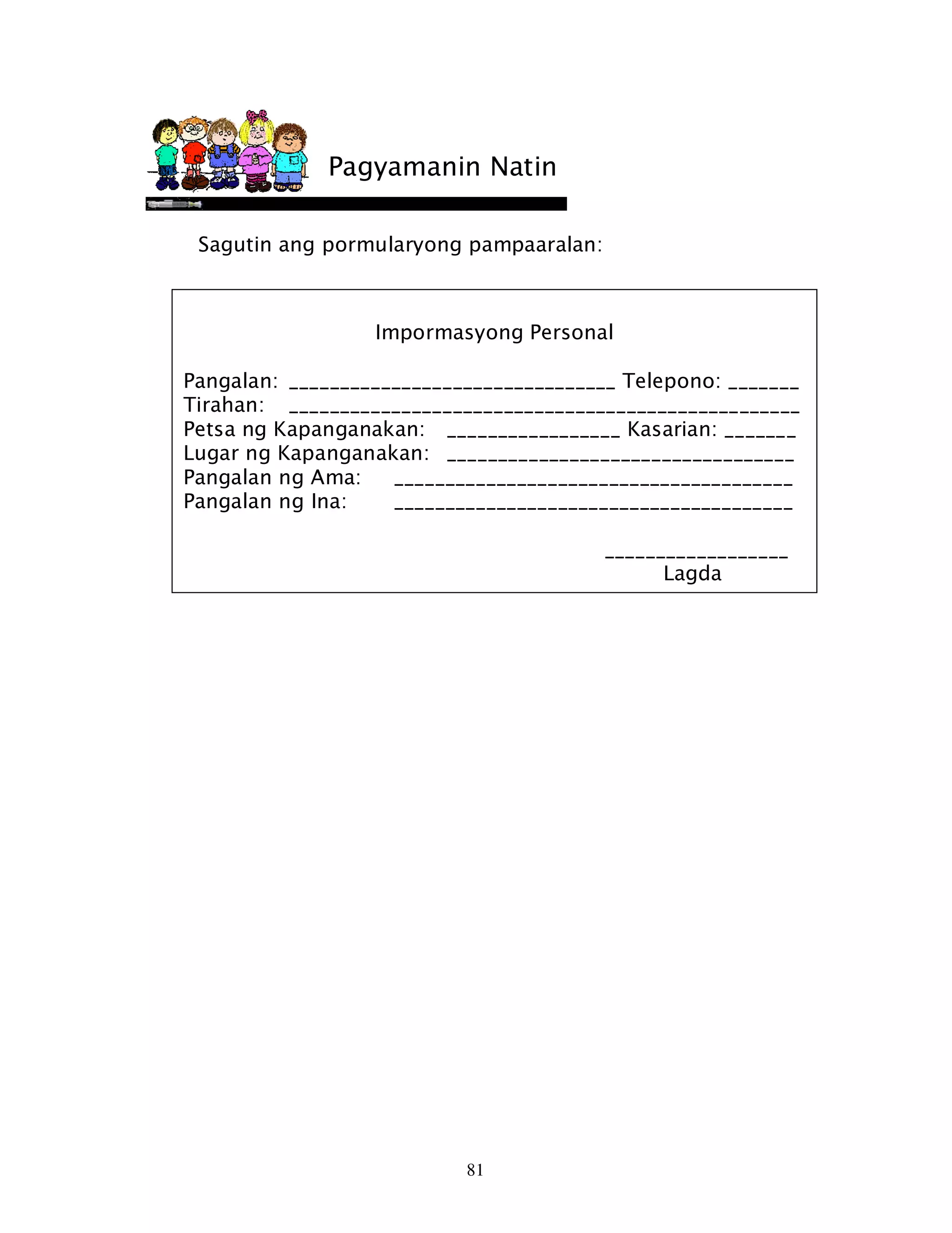 Filipino 6 dlp 7 pormularyong pampaaralan sagutin | PDF