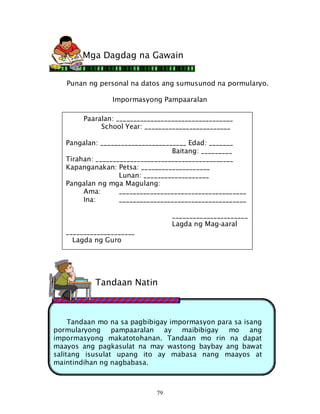 Filipino 6 dlp 7 pormularyong pampaaralan sagutin | PDF