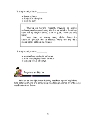 Filipino 6 dlp 8 pagbibigay ng maaaring kalabasan | PDF