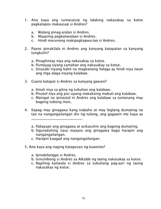 Filipino 6 dlp 8 pagbibigay ng maaaring kalabasan | PDF
