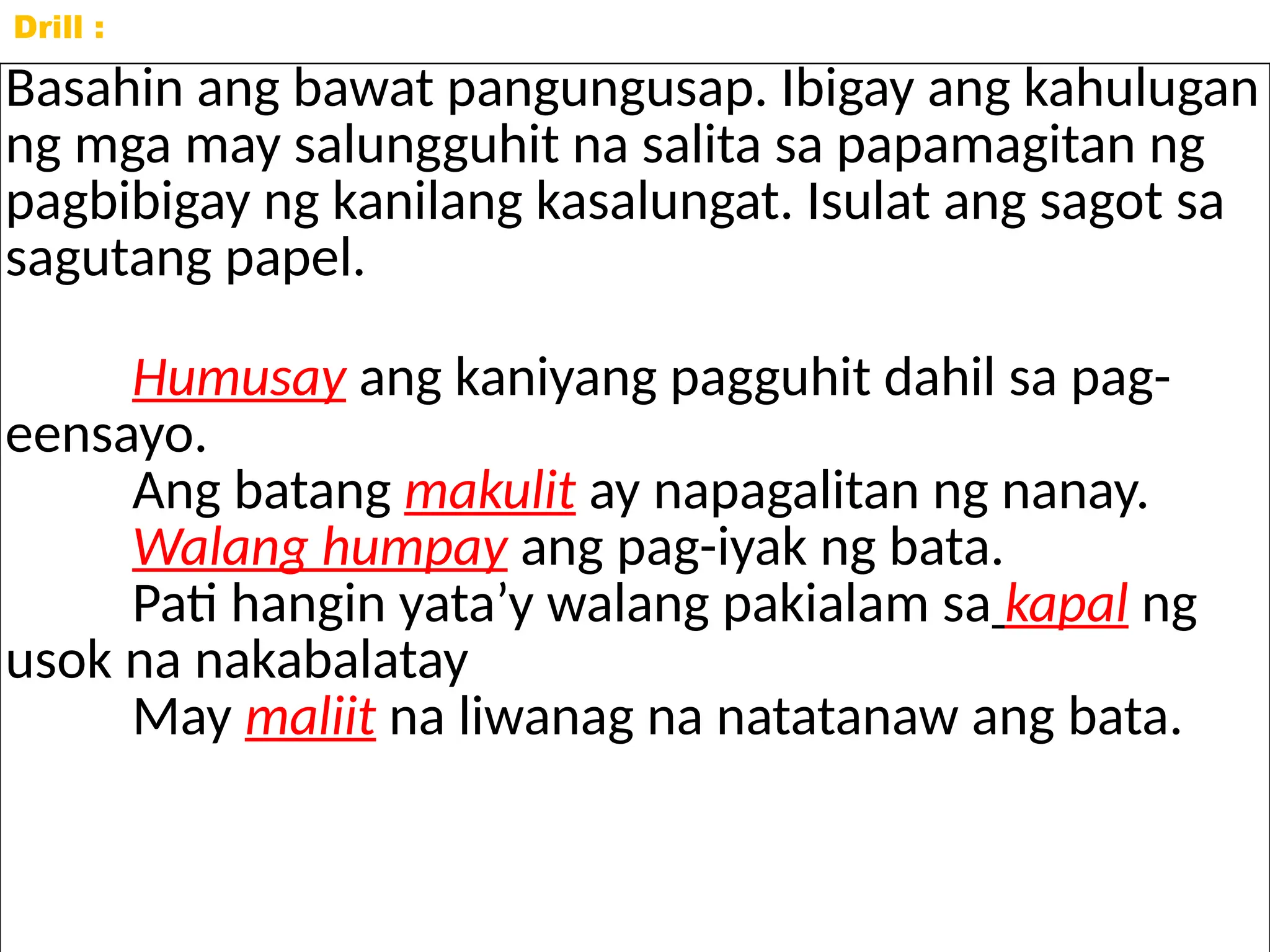 FILIPINO 6 PPT Q3 - Pagbibigay Kahulugan Ng Pamilyar At Di-Kilalang ...