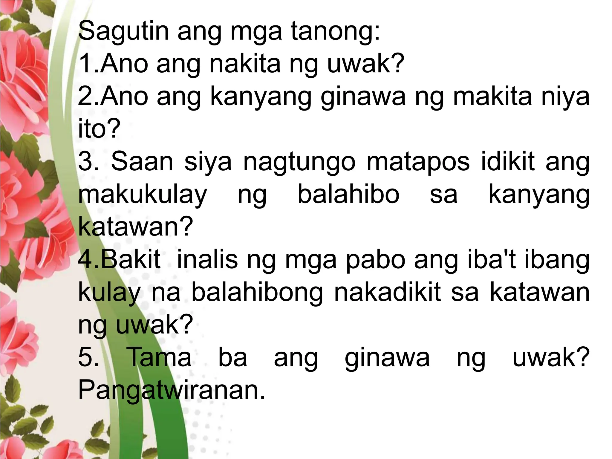 FILIPINO 6 Q1 Nasasagot ang tanong tungkol sa pabula, etc.....pptx