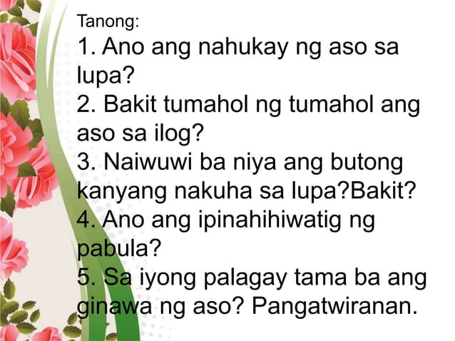 FILIPINO 6 Q1 Nasasagot ang tanong tungkol sa pabula, etc.....pptx