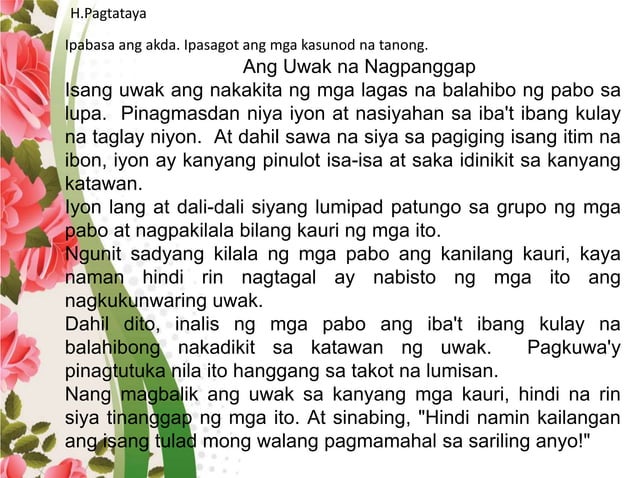 FILIPINO 6 Q1 Nasasagot ang tanong tungkol sa pabula, etc.....pptx