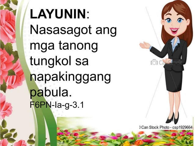 FILIPINO 6 Q1 Nasasagot ang tanong tungkol sa pabula, etc.....pptx