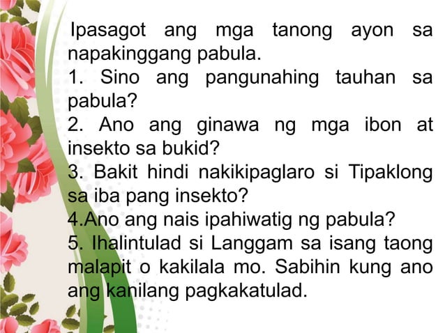 FILIPINO 6 Q1 Nasasagot ang tanong tungkol sa pabula, etc.....pptx