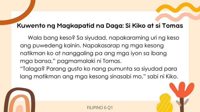 Filipino 6 Q1 Week 1-Pagsagot ng mga Tanong Tungkol sa NapakingganNabasang mga Pabula, Kuwento ...