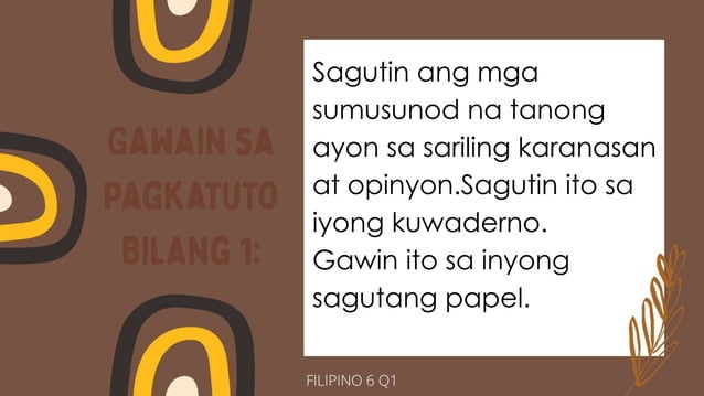 Filipino 6 Q1 Week 1-Pagsagot ng mga Tanong Tungkol sa NapakingganNabasang mga Pabula, Kuwento ...