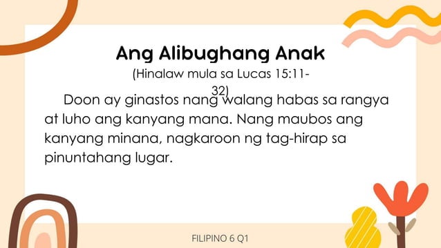 Filipino 6 Q1 Week 1-Pagsagot ng mga Tanong Tungkol sa NapakingganNabasang mga Pabula, Kuwento ...