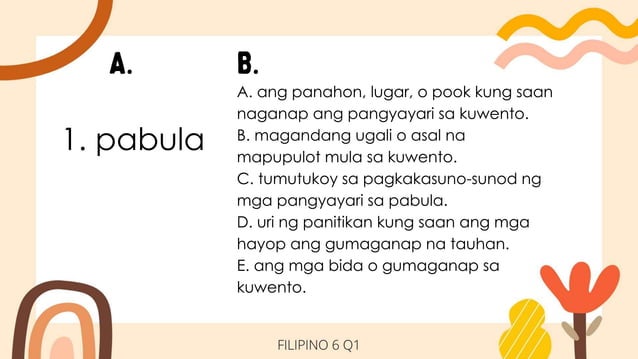Filipino 6 Q1 Week 1-Pagsagot ng mga Tanong Tungkol sa NapakingganNabasang mga Pabula, Kuwento ...