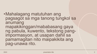 Filipino 6 Quarter 1 Week 1- Pagsagot ng Tanong sa BInasang KWento.pptx