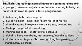 Filipino 6 sawikain week 4. Quarter 1 Department of Education SY 2024 ...