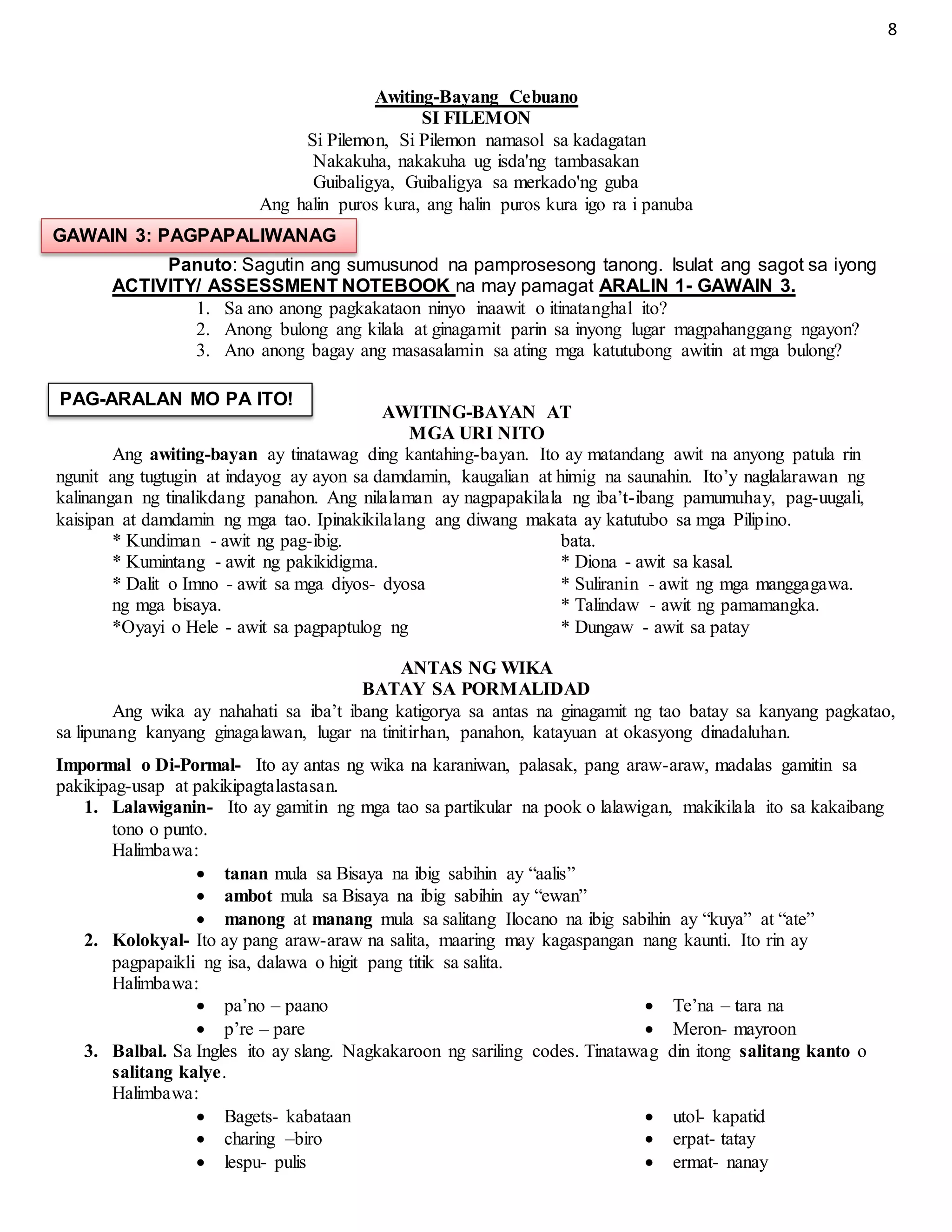 Filipino 7 2nd quarter | DOCX
