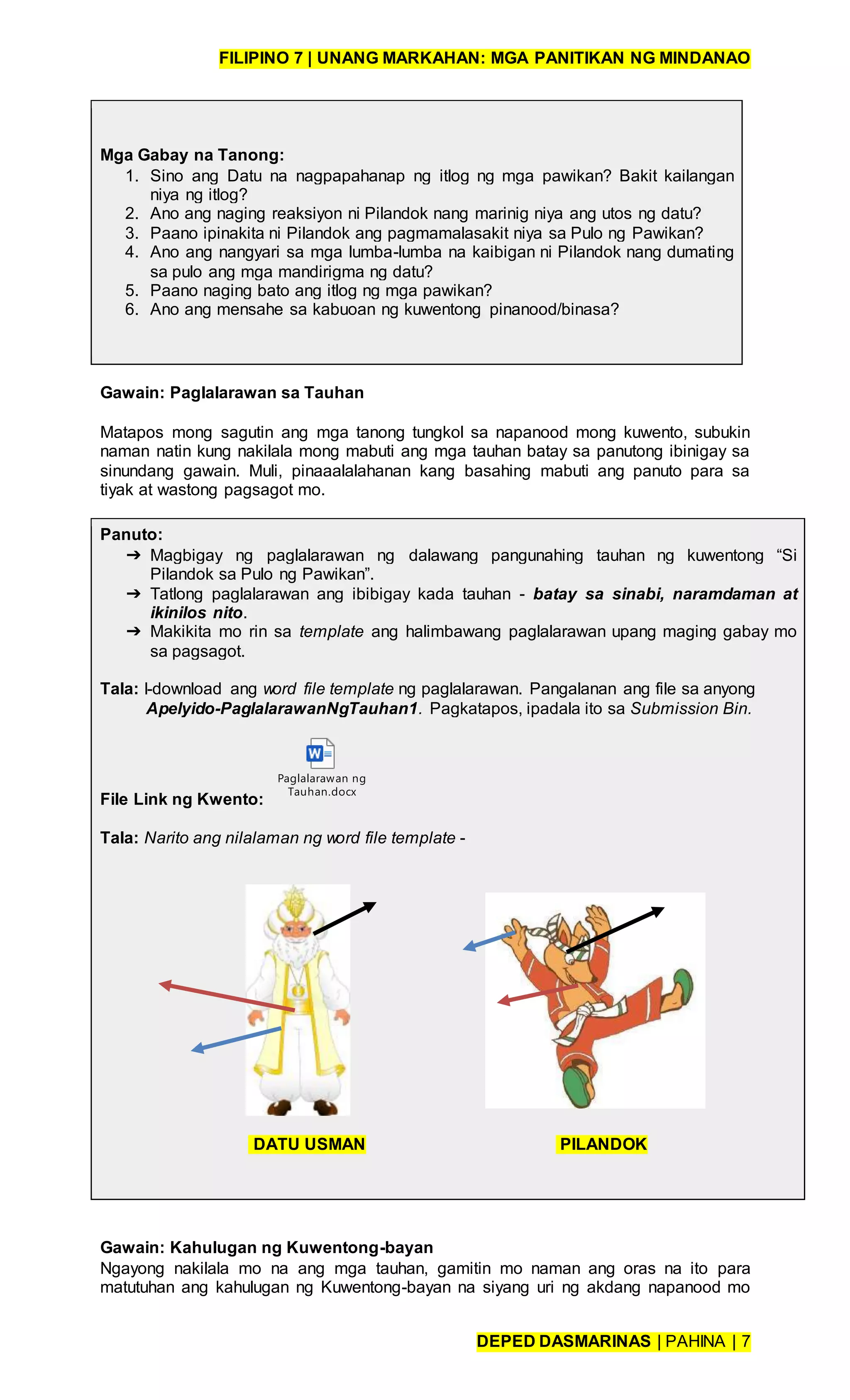 MODYUL 1 Filipino 7 aralin1 -Unang Linggo | DOCX
