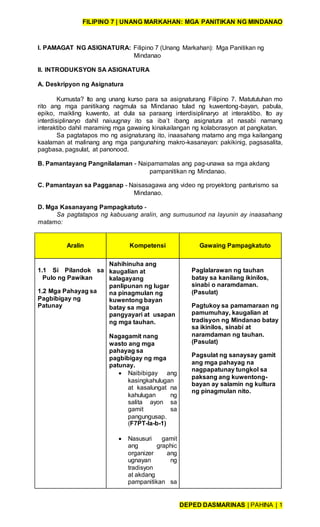 MODYUL 1 Filipino 7 aralin1 -Unang Linggo | DOCX
