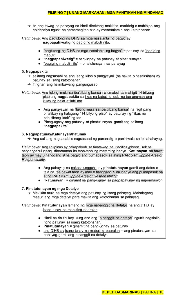 MODYUL 1 Filipino 7 aralin1 -Unang Linggo | DOCX