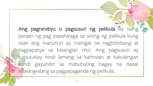 Pagsulat ng Rebyu ng isang pelikula..... | PPTX