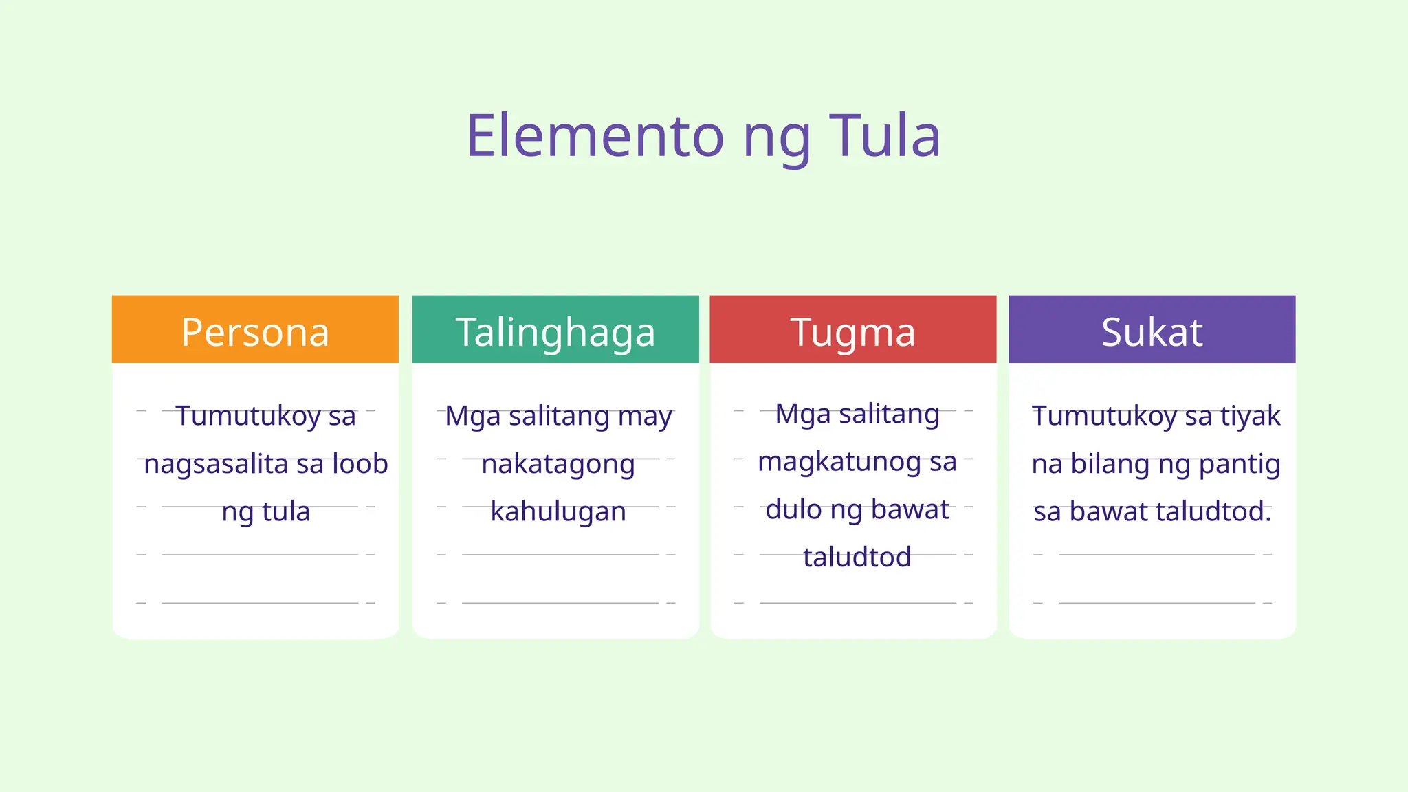 FILIPINO 8 - Depinisyon at Mga Elemnto ng Tula | PPTX