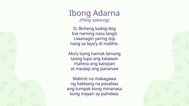FILIPINO 8 - Depinisyon at Mga Elemnto ng Tula | PPTX
