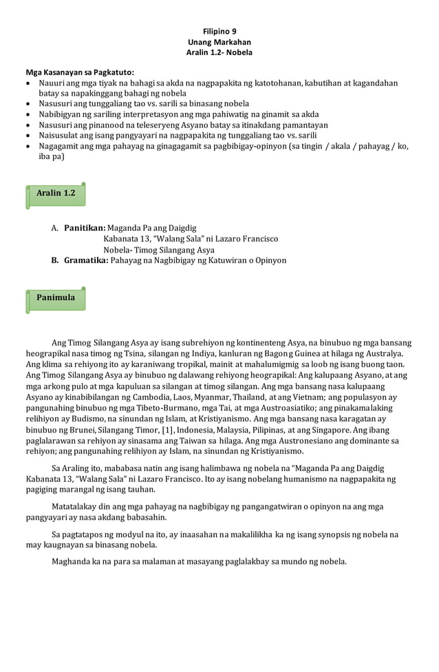 Modyul 9-Nobela | DOCX