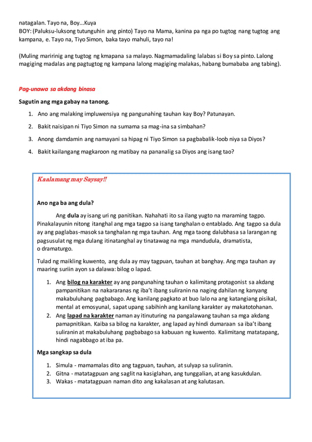 Filipino 9 aralin 6- dula | DOCX