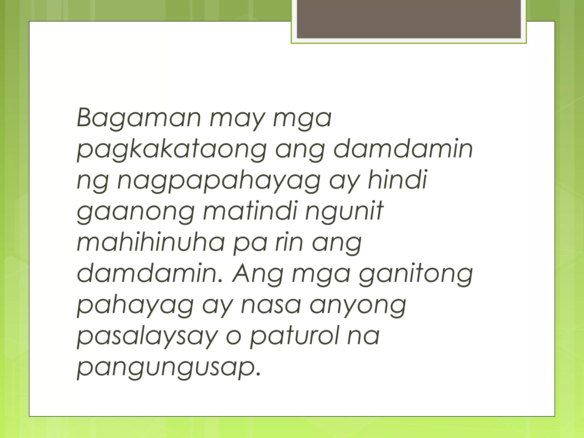 Filipino 9 Iba’t-ibang Paraan ng Pagpapahayag ng Emosyon o Damdamin | PPT