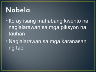 Filipino 9 Nobela at ang mga Uri ng Tunggaliang Makikita Rito | PPT