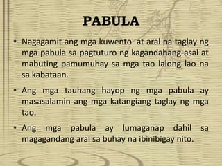 Pabula, Mga Paraan ng Pagpapahayag ng Emosyon o Damdamin | PPTX