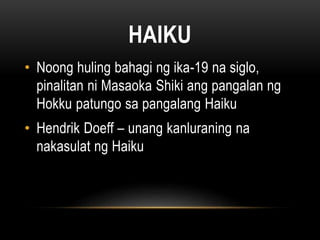 Filipino 9 Tanka at Haiku | PPTX