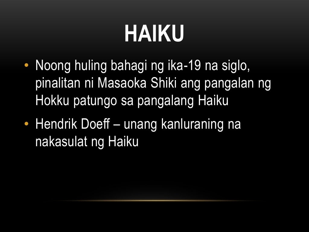 Filipino 9 Tanka at Haiku