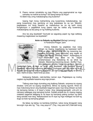 K to 12 - Grade 9 Filipino Learners Module | PDF