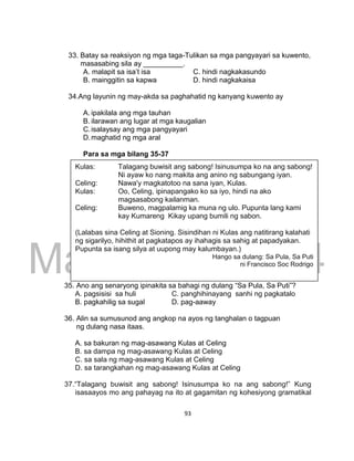 K to 12 - Grade 9 Filipino Learners Module | PDF