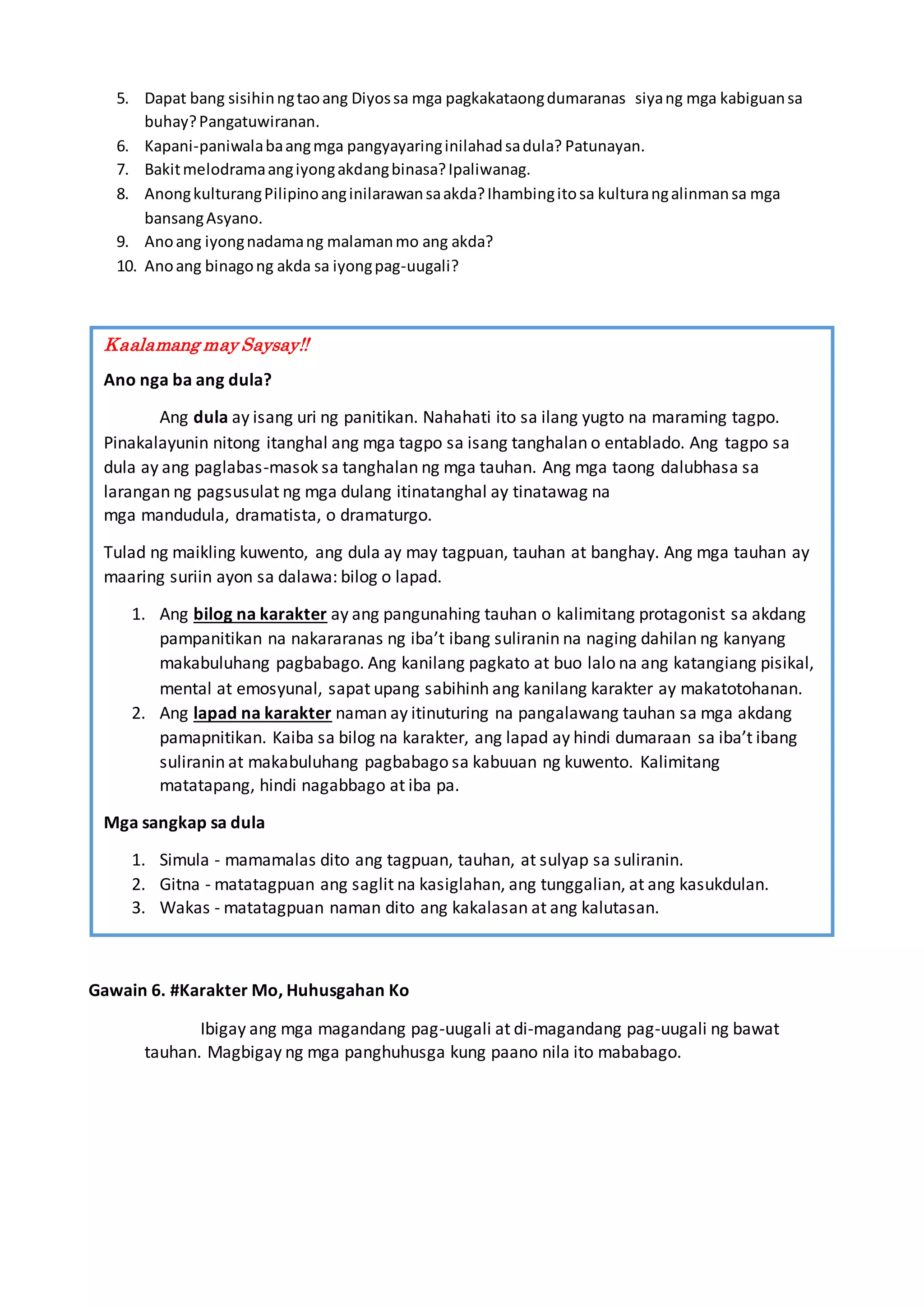 Filipino 9 modyul aralin 1.5 | DOCX