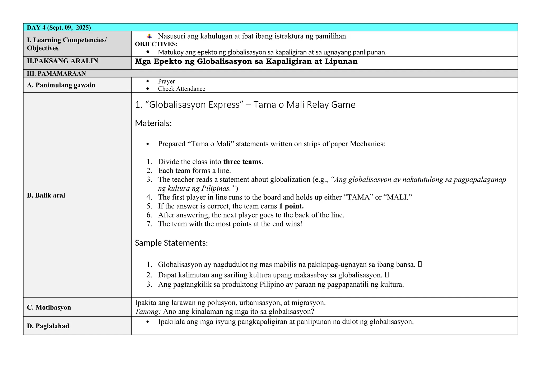 FILIPINO 9 WEEK 1.docx inspired matatag 2025-2026 | DOCX