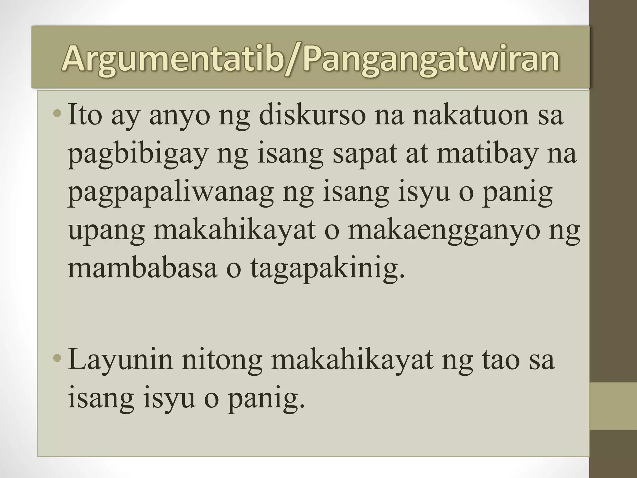Filipino batayang uri ng diskurso (1) | PPTX