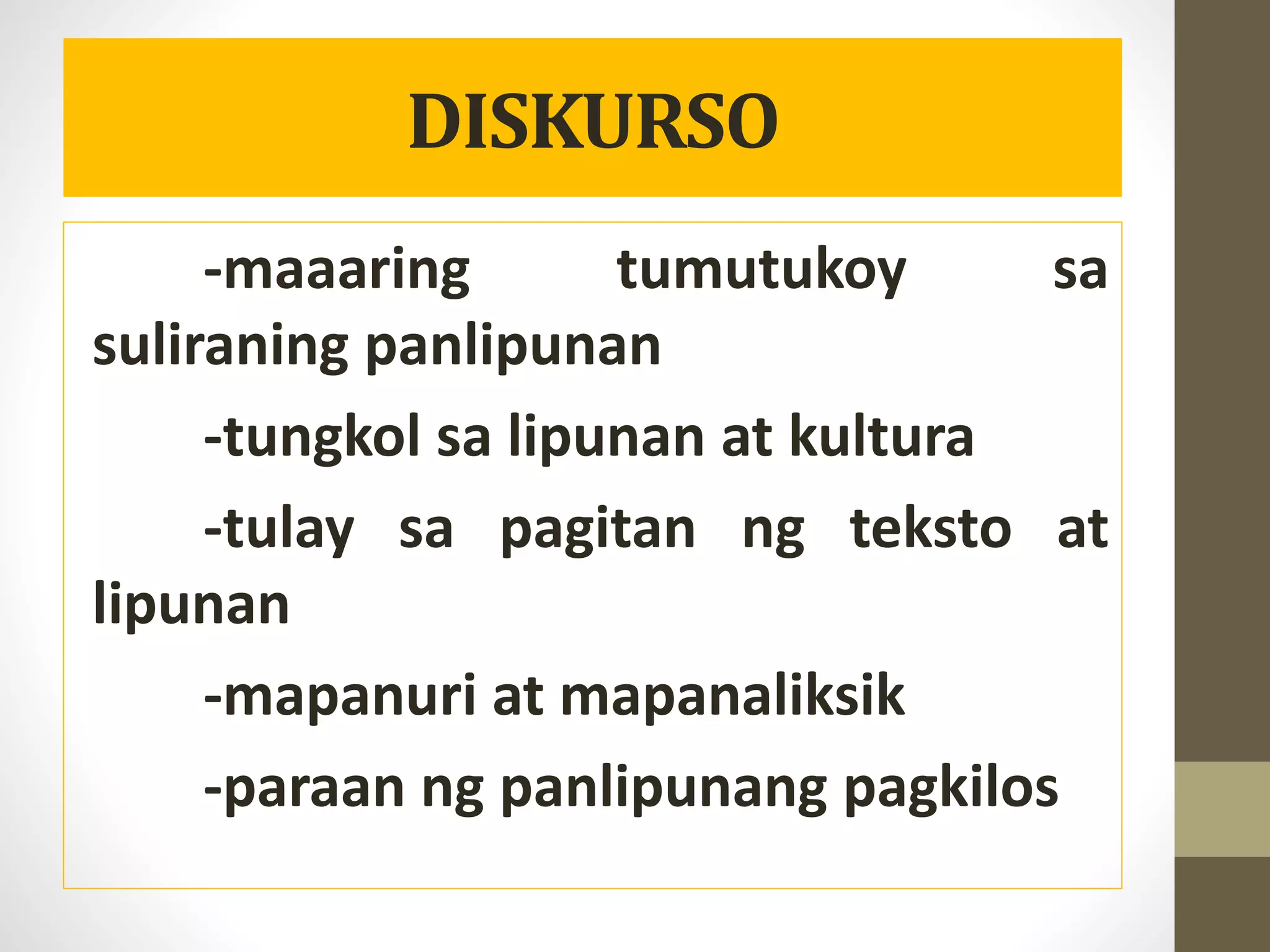 Filipino batayang uri ng diskurso (1) | PPTX