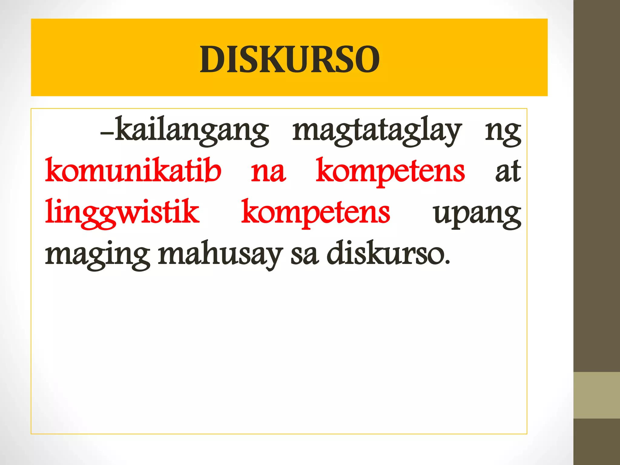 Filipino batayang uri ng diskurso (1) | PPTX