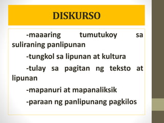 Filipino batayang uri ng diskurso (1) | PPTX