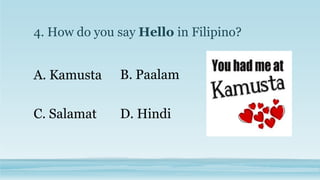 Language in Focus - Filipino Quiz | PPTX