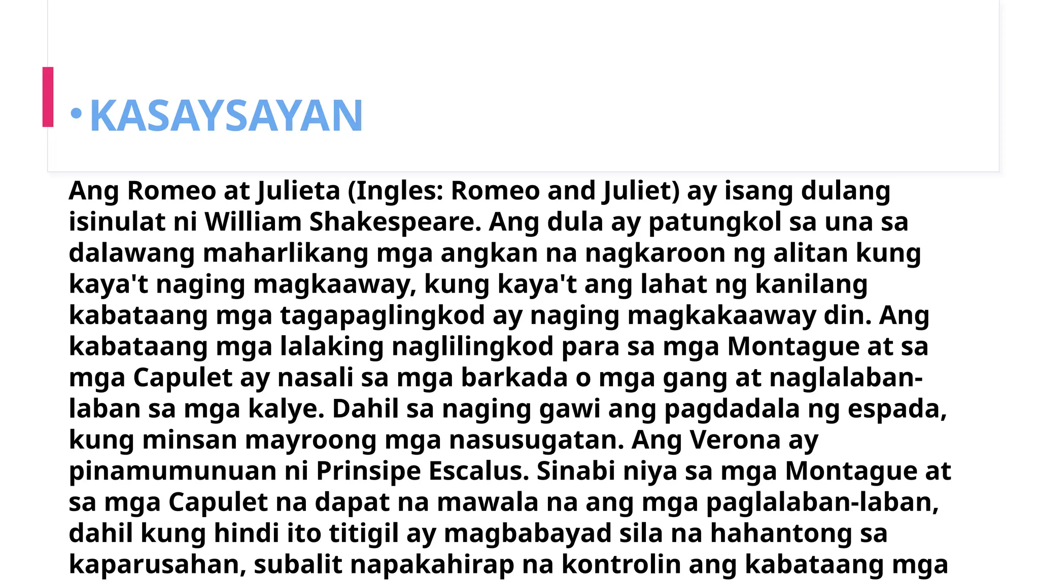 FILIPINO Group romeo at juliet story presentation | PPTX